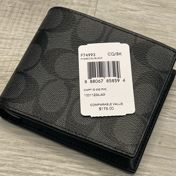 Coach | Bags | Coach Compact Id Wallet In Signature Canvas Nwt | Poshmark